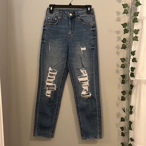 wild fable | Jeans | Blue Ripped Highest Rise Mom Jeans Wild Fable ...